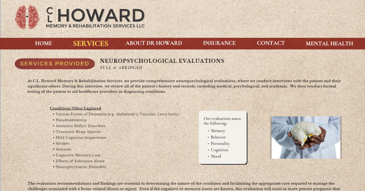 Neuropsychologist Services - C.L. Howard Memory & Rehabilitation
